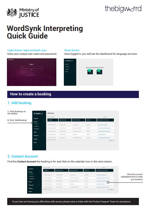 Ministry of Justice - Training and Guides – thebigword Product Support